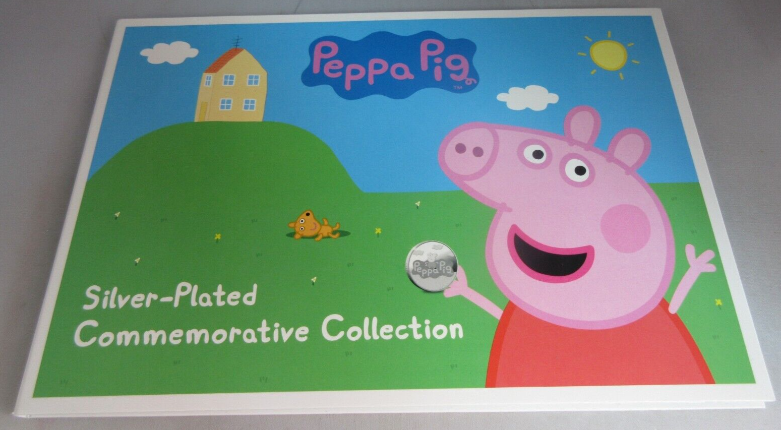 PEPPA PIG SILVER PLATED COMMEMORATIVE COLLECTION IN PACK COMPLETE 6 ME ...