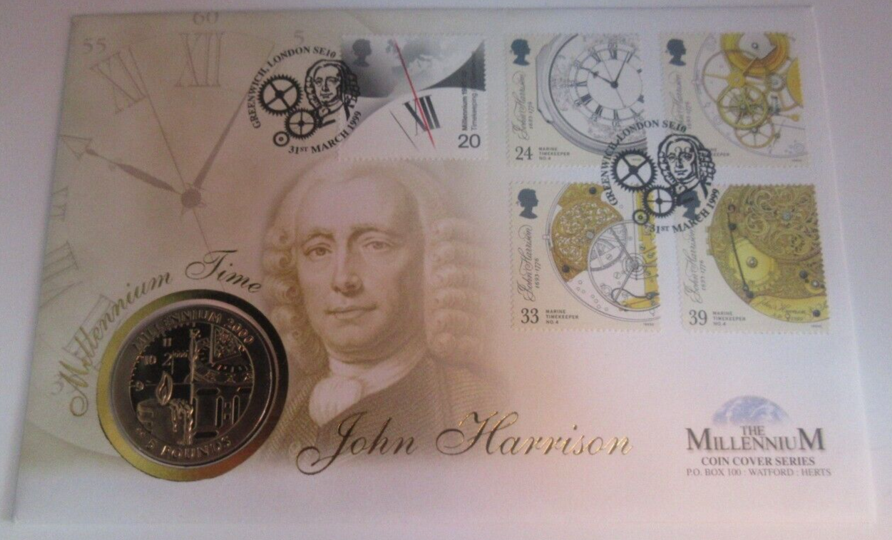 John Harrison Millennium Gibraltar 1999 Verenium Proof-Like £5 Coin PN ...