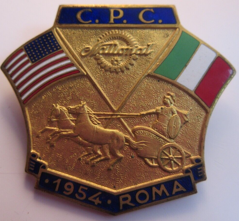 NCR CORPORATION CPC CENTRE POINT CLUB ROMA 1954 ENAMELLED TIE PIN VERY ...