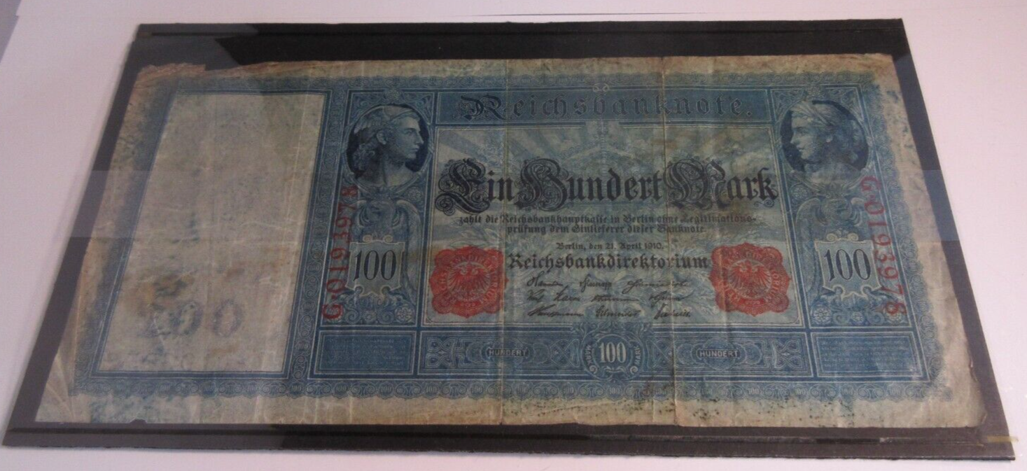 GERMAN BANKNOTE 100 MARK 1910 REICHSBANKNOTE WITH NOTE HOLDER – Cowell ...