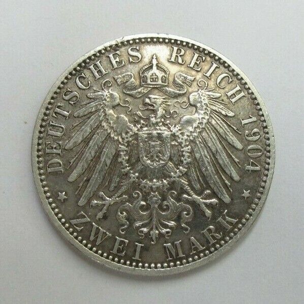German Empire OTTO KOENIG VON BAYERN Munich 2 Mark 1904 D Silver aEF ...