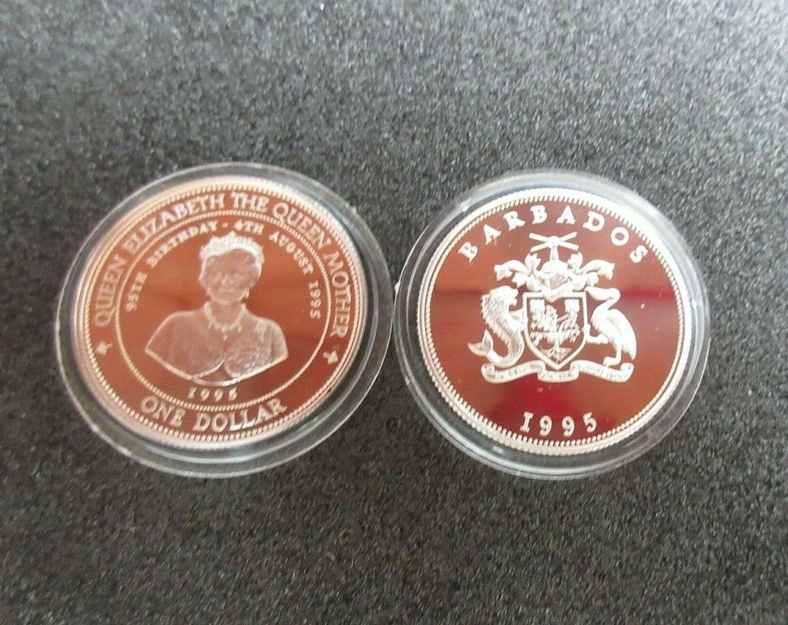 1995 ROYAL MINT LADY OF THE CENTURY SILVER PROOF $1 BARBADOS QUEEN MOT ...