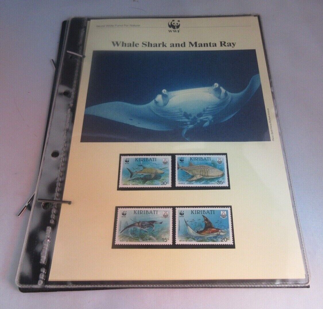 White Shark + Manta Ray WWF Info Sheets Exclusive Stamps from Kiribati ...