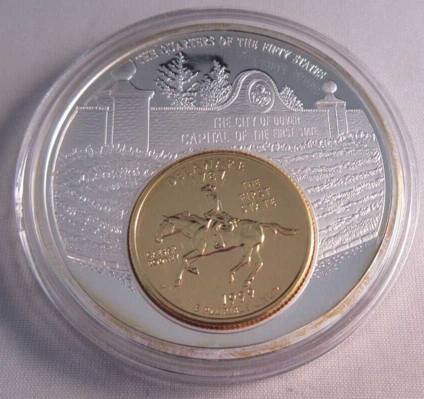 2001 QUARTERS OF THE 50 STATES SILVER PLATED MEDAL GOLD PLATED QUARTER ...