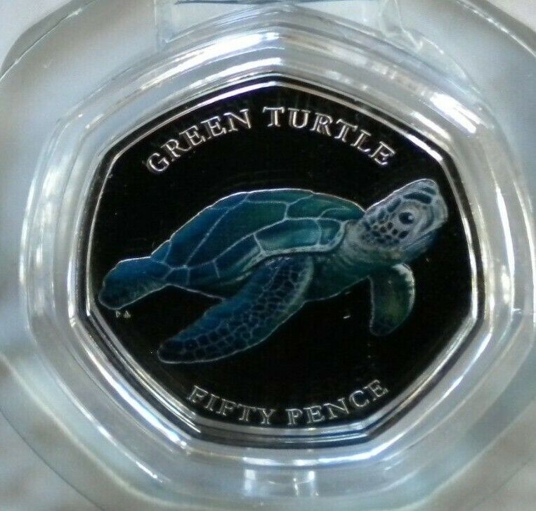 2019 TURTLES BRITISH INDIAN OCEAN TERRITORY STARTER 50P COIN PRESENTAT ...