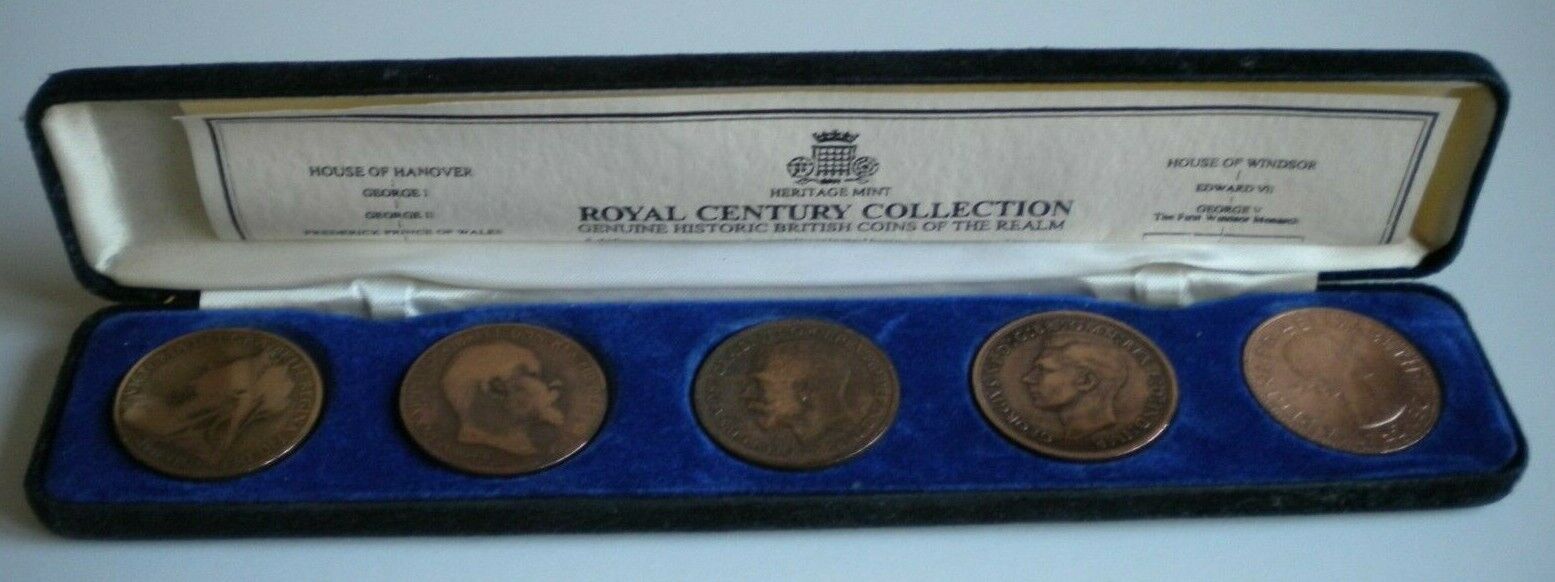 ROYAL CENTURY COLLECTION COINS OF THE REALM 5 PENNY COINS 1899-1967 HI ...