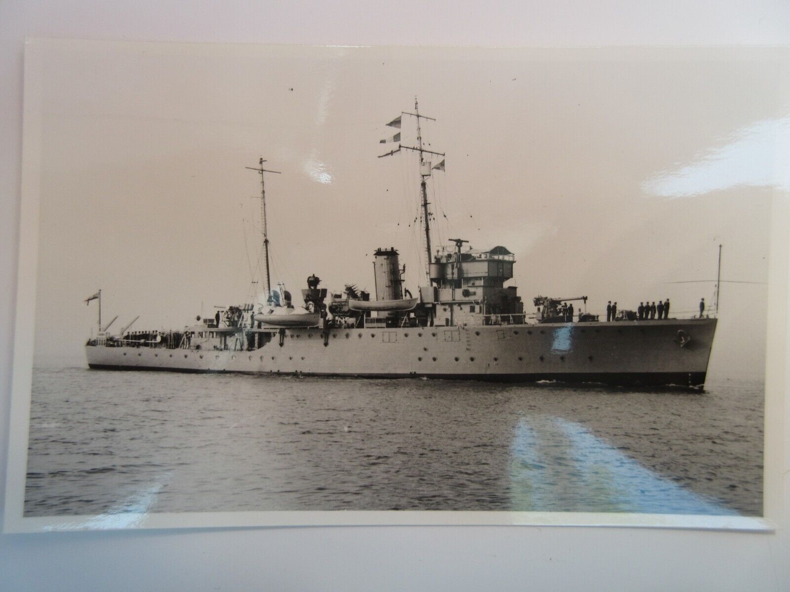 HMS LEDA Vintage ROYAL NAVY PHOTO CARD SUNK 1942 Halcyon-class mineswe ...