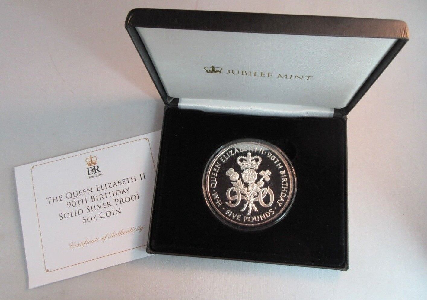 2016 QUEEN ELIZABETH II 90th BIRTHDAY SILVER PROOF 5oz TDC £5 COIN BOX ...