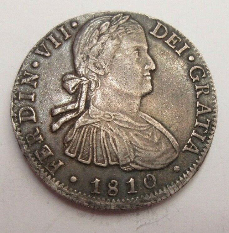 1810 Mexico Silver 8 Reales Spanish Colonial Coin IN aUNC COINDITION B ...