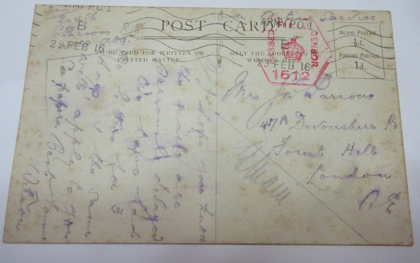 WWI CAPTURED GERMAN TRENCH MACHINE GUN EMPLACEMENT POST CARD B6 OFFICI ...