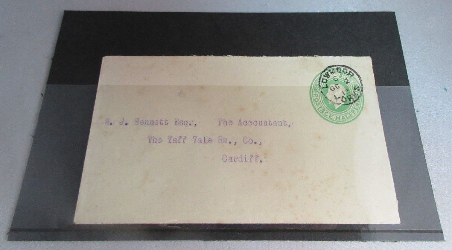 1913 KING GEORGE V HALF PENNY EMBOSSED ENVELOPE USED IN CLEAR FRONTED ...
