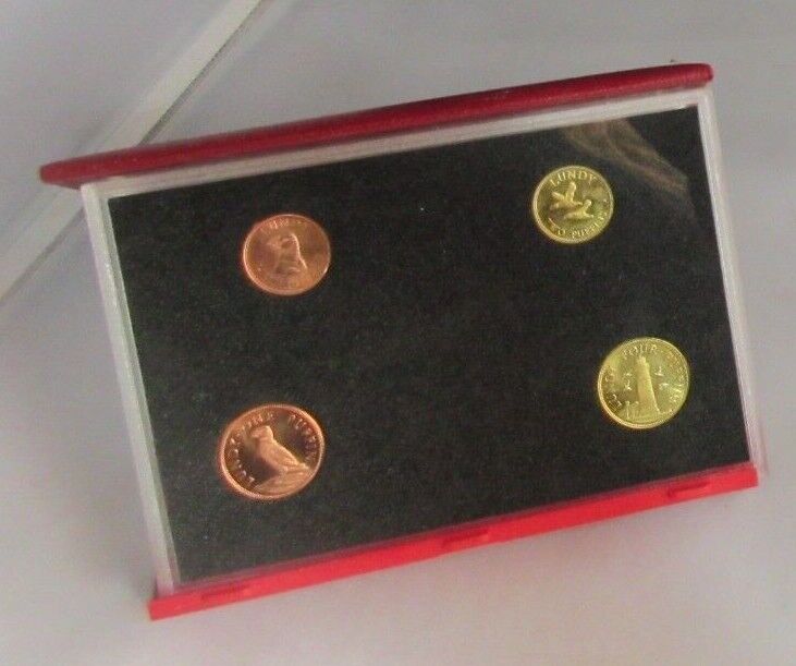 2011 LUNDY ISLAND PUFFIN 4 COIN SET PROOF LIKE ROYAL MINT RED BOOK & I ...