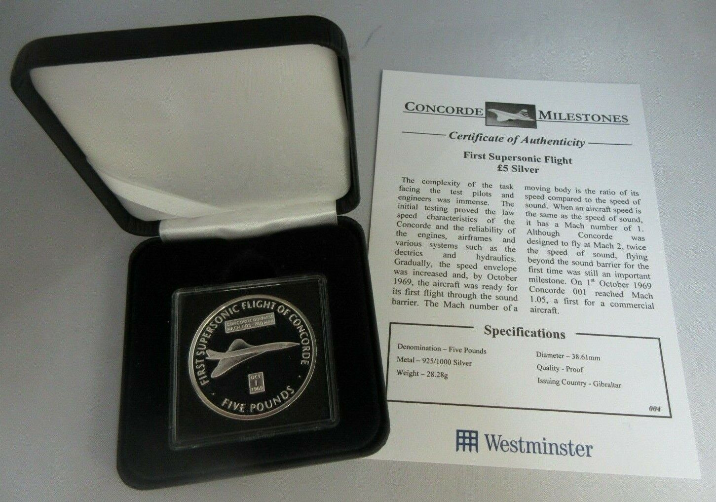 CONCORDE MILESTONES 1ST SUPERSONIC FLIGHT S/PROOF 2006 GIBRALTAR £5 CO ...