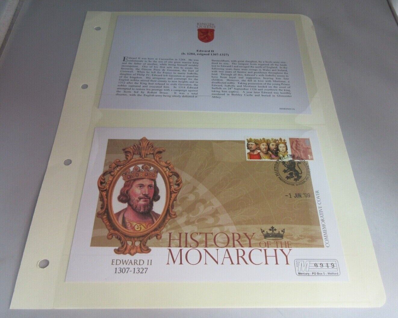 EDWARD II REIGN 1307-1327 COMMEMORATIVE COVER INFORMATION CARD & ALBUM ...