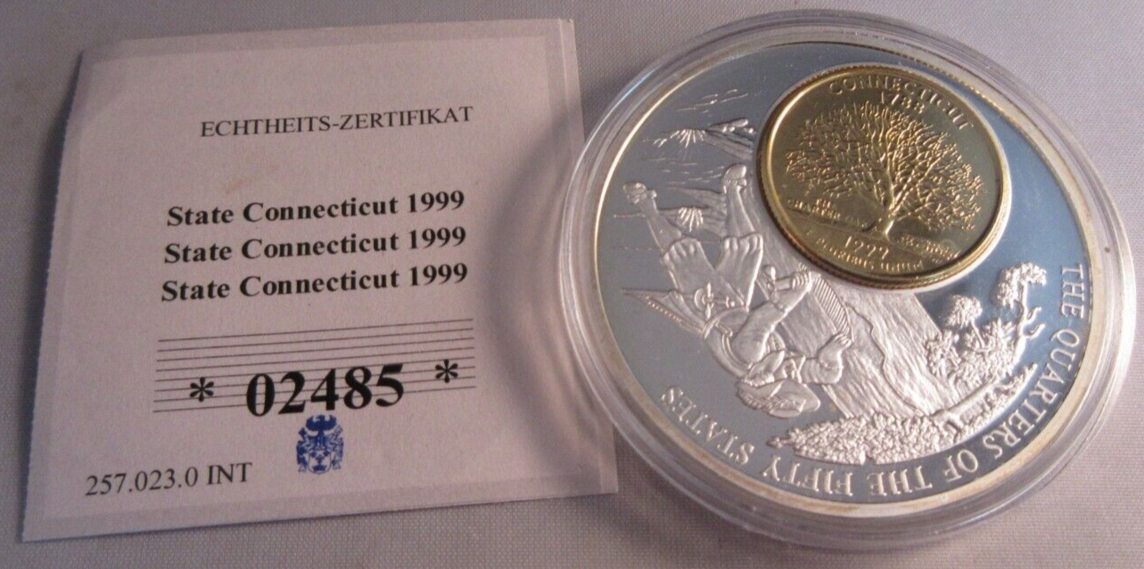 2001 QUARTERS OF THE 50 STATES SILVER PLATED MEDAL GOLD PLATED QUARTER ...
